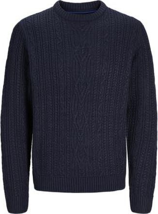 Jack & Jones Jprbludiogo Cable Knit Pack Pull en Tricot, Ciel de Nuit/d&eacute;tail : Structure compl&egrave;te, M Homme