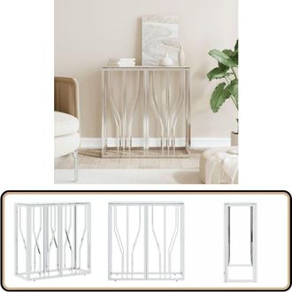 vidaXL Konsolentisch Silbern 70x30x70 cm Edelstahl und Glas - Konsolentisch - Beistelltisch - Flurtisch - Esstisch - Sideboard