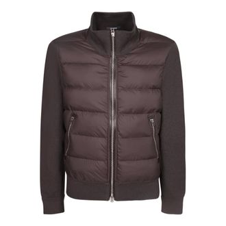 Tom Ford Veste zipp&eacute;e en laine m&eacute;rinos et nylon matelass&eacute; - Homme - Vestes - Brun - Taille: L