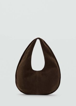 Mango Petit sac en cro&ucirc;te de cuir chocolat - Femme - Taille unique - MANGO
