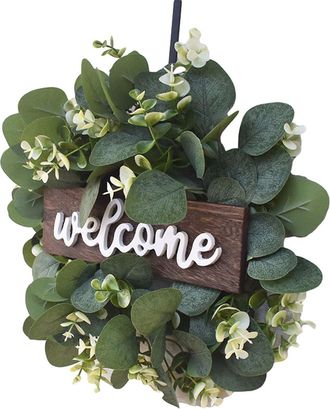 Generic Rundes Willkommensschild aus Holz f&uuml;r Eingangst&uuml;r | Runde Holzkr&auml;nze f&uuml;r Au&szlig;enwand Bauernhof f&uuml;r alle Jahreszeiten