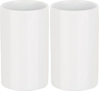 Spirella Zahnputzbecher Zahnb&uuml;rstenhalter Keramik Tube 7x11,5 cm Wei&szlig;, White, 1 St&uuml;ck (2er Pack)