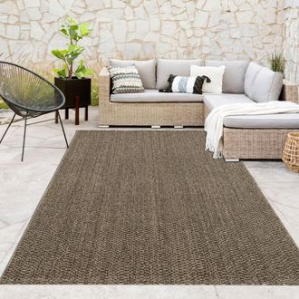 Paco Home Paco Home - Tapis DExt&eacute;rieur R&eacute;sistant Aux Intemp&eacute;ries Balcon Salon Motif Uni Boho Vert 160x220 cm