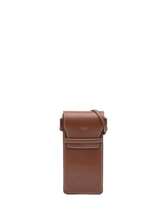 Celine 2018-2024 Leather Phone Pouch Flap crossbody bag - Marron