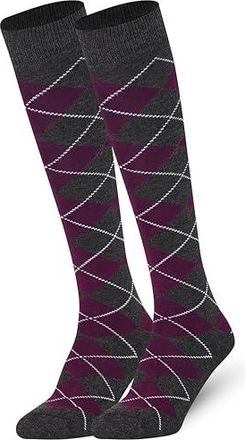 MySocks Chaussettes montantes pour homme Motif losanges, 2 paires de losanges violet et anthracite, 37-41