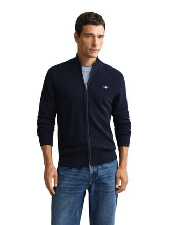 GANT Strickjacke blau,Casual,Baumwolle,Unifarben,Stehkragen,Lang,Regular Fit