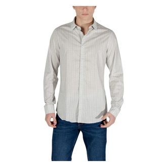 A|X Armani Exchange Homme, Chemises, Beige, Taille: 2XS T-shirt &agrave; Manches Longues &agrave; Motif G&eacute;om&eacute;trique