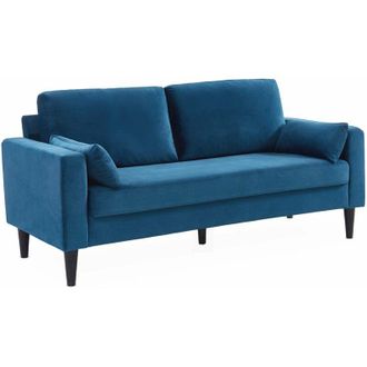 Sweeek 3-Sitzer Sofa mit Samtbezug und Holzbeinen, Samt, Blau
