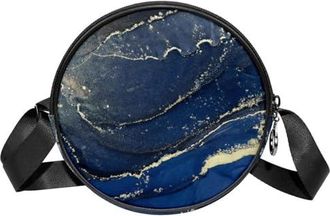 Generic Petit sac &agrave; bandouli&egrave;re circulaire pour femme, motif ondulations fluides, sac &agrave; dos avec fermeture &eacute;clair, bretelles r&eacute;glables, sac &agrave; main rond d&eacute;cont