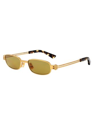 Bottega Veneta BV1381S Gold Metal Rectangle Sunglasses - Gold