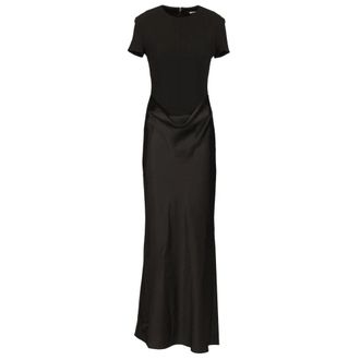 Rotate Maxikleid mit Fl&uuml;gel&auml;rmeln und Drapierung - - Dresses - Damen - Schwarzk - M