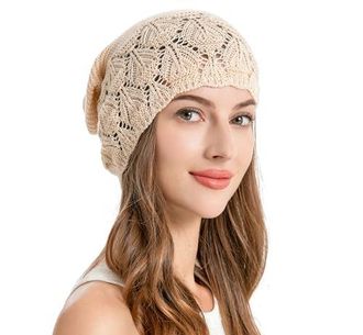 ZLYC Bonnet d&eacute;t&eacute; en tricot pour femmes, bonnet vintage en maille &agrave; pompon, taille unique
