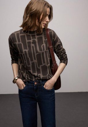 Street One Print-Shirt mit Tunnelzug und grafischem Allover-Print