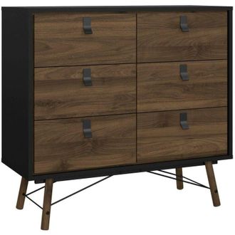 Dmora Kommode Aurelie, Wohnzimmerbuffet, Wohnzimmer-Sideboard, Moderne K&uuml;chen-Speisekammer, 102x40 h95 cm, Schwarz und Walnuss - Dmora