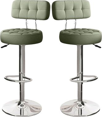 Generic Drehbare, H&ouml;henverstellbare Barhocker, 2Er-Set, Dick Gepolsterte R&uuml;ckenlehne mit Fu&szlig;st&uuml;tze, Barhocker Aus Pu-Leder f&uuml;r K&uuml;che, Esszimmer, Wohnzimmer