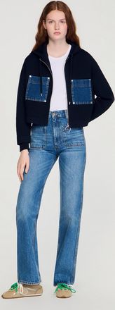 Sandro Sweatshirt aus Strick und Denim