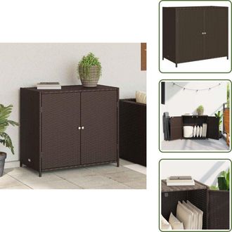 vidaXL Gartenschrank Braun 83x45x76 cm Poly Rattan - Outdoor-Schrank - Gartenschrank - Stauraum - Gartenorganisation - Rattan Gartenm&ouml;bel - The Living Store
