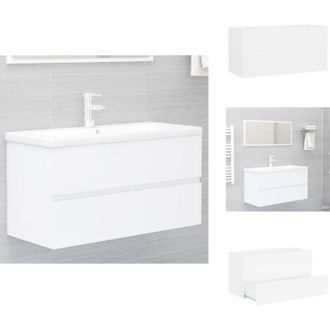 vidaXL Vidaxl - Armoire d&eacute;vier Blanc 90x38,5x45 cm Bois ding&eacute;nierie - Meuble De Salle De Bain - Armoire Lavabo - Rangement Salle De Bain - Meuble Vasque