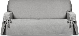 Eysa sofabezug mit Krawatten schmutzabweisender 2 sitzer hellgrau Design Genna
