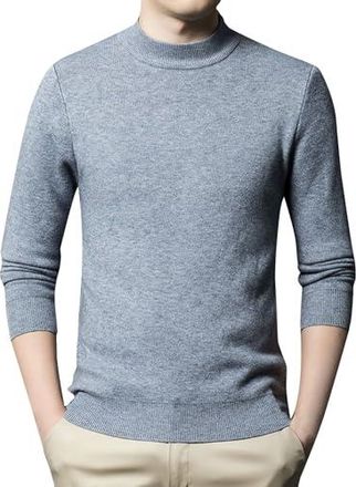 Generic Pull en cachemire pour homme - Col montant - Manches longues - Pull tricot&eacute; &agrave; col roul&eacute; - Coupe ajust&eacute;e - Chaud, gris, XL