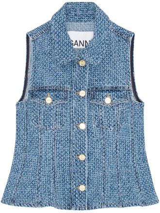 Ganni chemise en tweed - Bleu