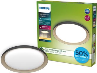 Philips Pebblo UltraEfficient LED Deckenleuchte, SceneSwitch, Schwarz, 10W, 1850Lm, 2700K, IP20, warmwei&szlig;es Licht, 3 Lichteinstellungen