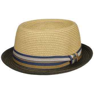 Stetson Licano Toyo Pork Pie Strohhut Herren Aus 100% Papierstroh UV-Schutz 40 Leichter Sommerhut Mit Hutband Integriertem Sonnenschutz Fr&uuml;hling Sommer Oliv X