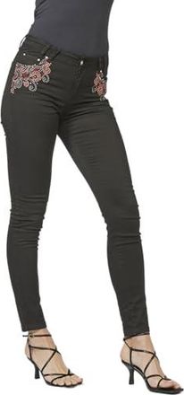Kor&ouml;shi Pantalon pour femme Slim Fit avec d&eacute;tails brod&eacute;s en poches et serg&eacute; &eacute;lastique Noir, Noir, 36