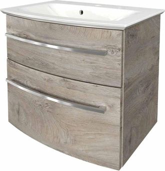 Fackelmann B.style Badm&ouml;bel Set 2 Teile / Gussmarmor Waschbecken / Waschbeckenunterschrank mit 2 Schubladen und Soft-Close / hochwertige M&ouml;bel f&uuml;rs Bad / Korpus