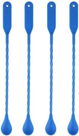 Koala Spain (24 St&uuml;ck) Lange Cocktail-L&ouml;ffel aus Kunststoff, geflochten, mit Reibe, Blau