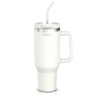 Arendo Trinkflasche to Go - Thermobecher Doppelwandig - 1200 ml - Vakuumgehäuse Edelstahl - Kaffeebecher Auslaufsicher - luftdichter Verschluss - mit Strohha