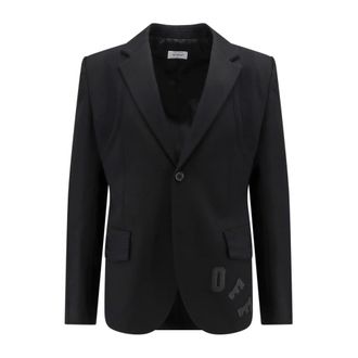 Off-white Off-White Logo-bestickter- einreihiger Blazer - - Jackets - Herren - Schwarzk - L