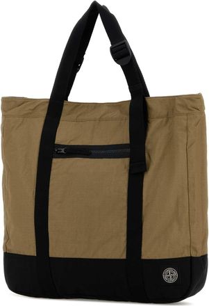 Stone Island Canvas Colorblock Tote Bag - Beige
