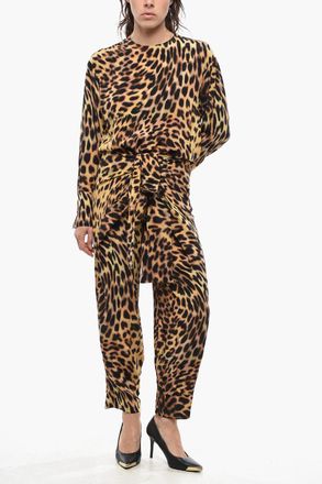 Stella McCartney Seiden-Jumpsuit im Animalier mit Knoten-Detail Stella McCartney