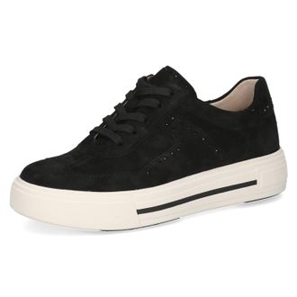 Caprice Caprice Damen Sneaker flach aus Leder mit Glitzersteinen, Schwarz (Black Suede), 39 EU