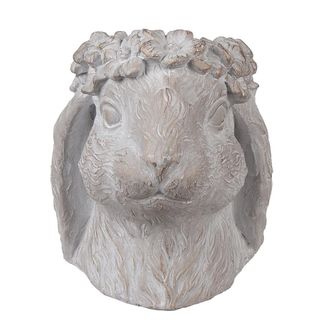 Clayre & Eef Blumentopf Kaninchen 21x20x22 cm Beige Stein