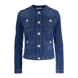 Liu Jo Femme, Vestes, Bleu, Taille: 38 FR Veste en jean avec boutons logo