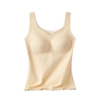 Generic Maillot de corps avec soutien-gorge sans armatures avec bonnets pour femme - Chemise thermique dhiver - Col en V - Sous-v&ecirc;tements thermiques - Sous-v&ecirc;