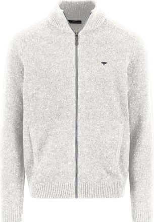 Fynch-Hatton Strickjacke aus Wollmix mit Rei&szlig;verschluss und Stehkragen Winter White/XL