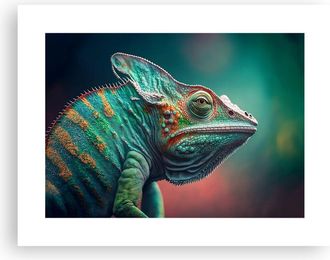 Arttor Poster ohne Rahmen Cham&auml;leon Tiere Reptil Deko 40x30cm Wandposter Art Prints Wandbilder Dekoration Wohnzimmer Schlafzimmer K&uuml;che Wanddeko Bild Wand Ku