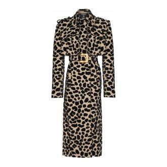 Balmain Leopard Print Jacquard G&uuml;rtel-Trenchcoat - - Coats - Damen - Mehrfarbig - XS