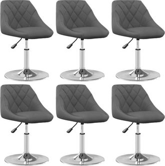 vidaXL Vidaxl - Esszimmerst&uuml;hle 6 Stk. Drehbar Dunkelgrau Samt