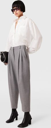 Stella McCartney Pleated High-Rise Wool Trousers, Woman, Light grey melange, Size: 44