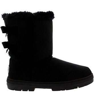 Holly Femmes Double Arc De Haut Fourrure &Eacute;tanche Hiver Pluie Neige Bottes - Noir - 39