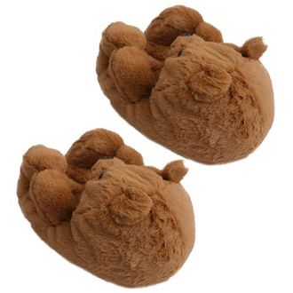 FOMIYES Pantoufles dInt&eacute;rieur Femme en Peluche Motif Ours Pantoufles Hiver Antid&eacute;rapants Doublure Chaude en Coton &Eacute;pais Couleur Marron Clair Taille Unique Con