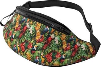 Generic Perroquet Tropical Color&eacute; A Print Sac De Voyage Unisexe Sacs Banane R&eacute;glable Poche Poitrine Pour Festival Voyages Camping 14X35Cm
