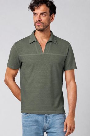 Hempage Hempage Herren vegan T-Shirt V-Ausschnitt Polokragen Moosgr&uuml;n
