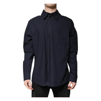 Dolce & Gabbana Dunkelblaues Baumwollhemd - - Shirts - Herren - Blau - XS