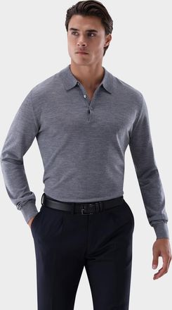 van Laack Poloshirt mit Langarm gestrickt aus Merinowolle