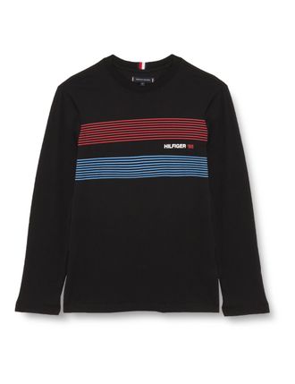 Tommy Hilfiger Herren Langarmshirt aus Baumwolle, Schwarz (Black), S